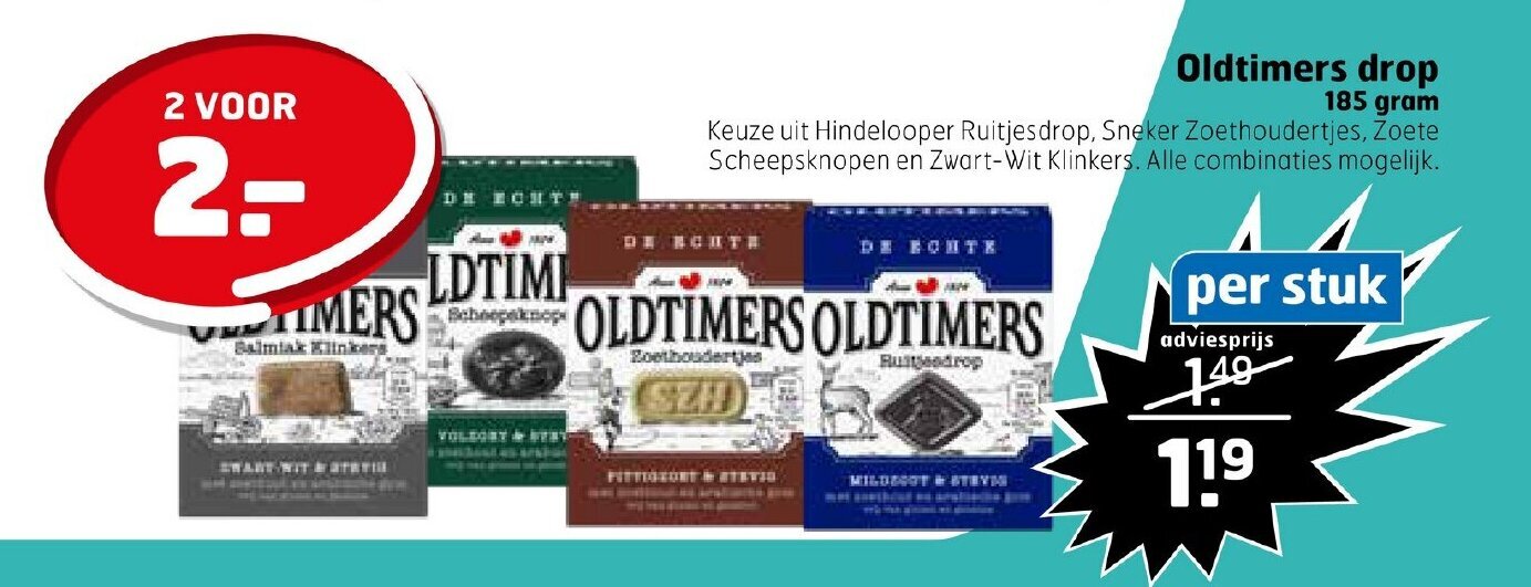 Oldtimers drop 185 gram aanbieding bij Trekpleister