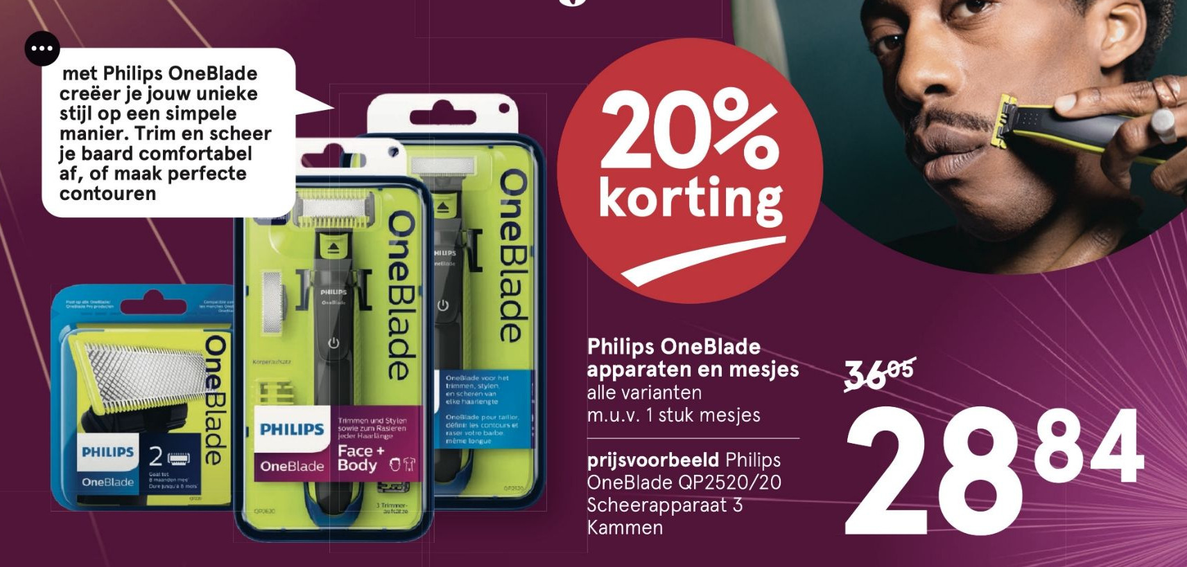 Philips OneBlade apparaten en mesjes aanbieding bij Etos