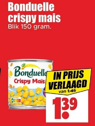 Bonduelle Crispy Mais 150 g aanbieding bij Dirk