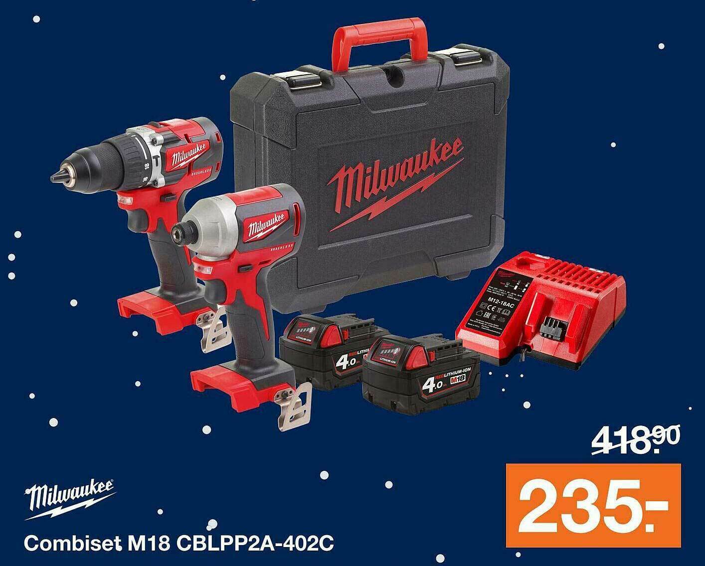 Milwaukee Combiset M18 CBLPP2A-402C aanbieding bij BOUWMAAT