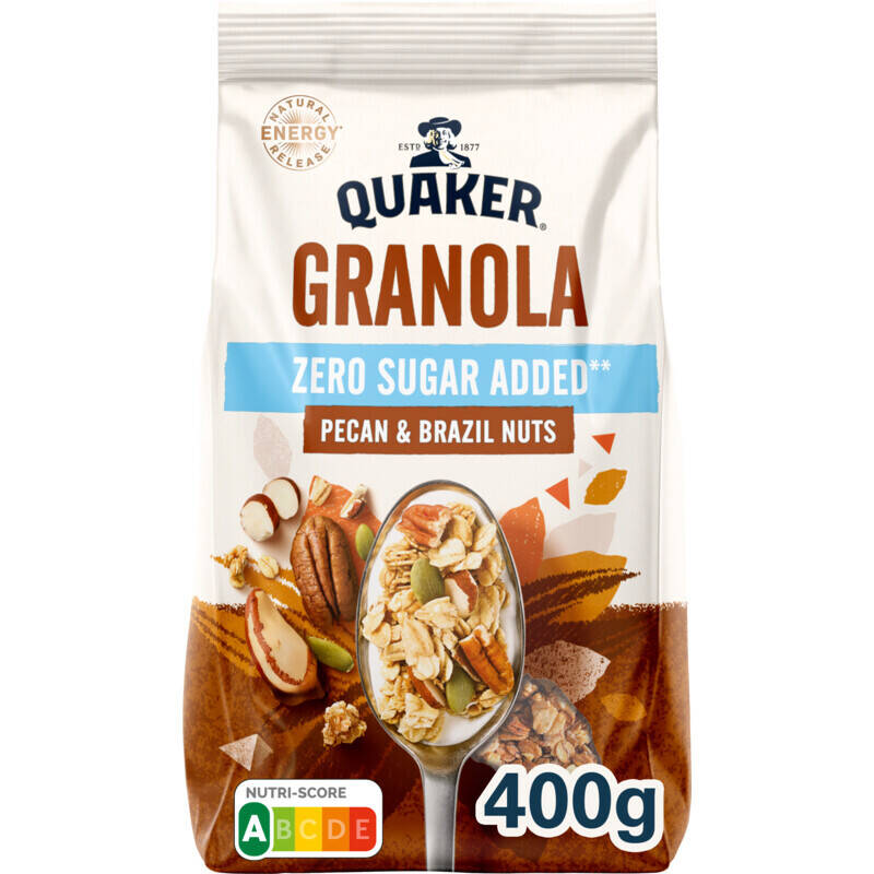 Quaker Granola zero sugar added pecan & nuts 1+1 gratis aanbieding bij ...
