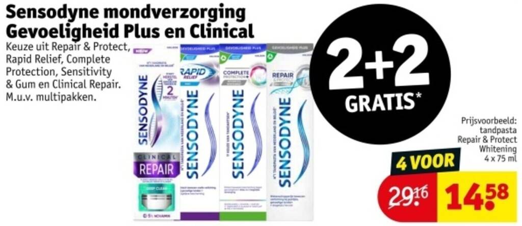 Sensodyne mondverzorging Gevoeligheid Plus en Clinical 300 ml 2+2 ...