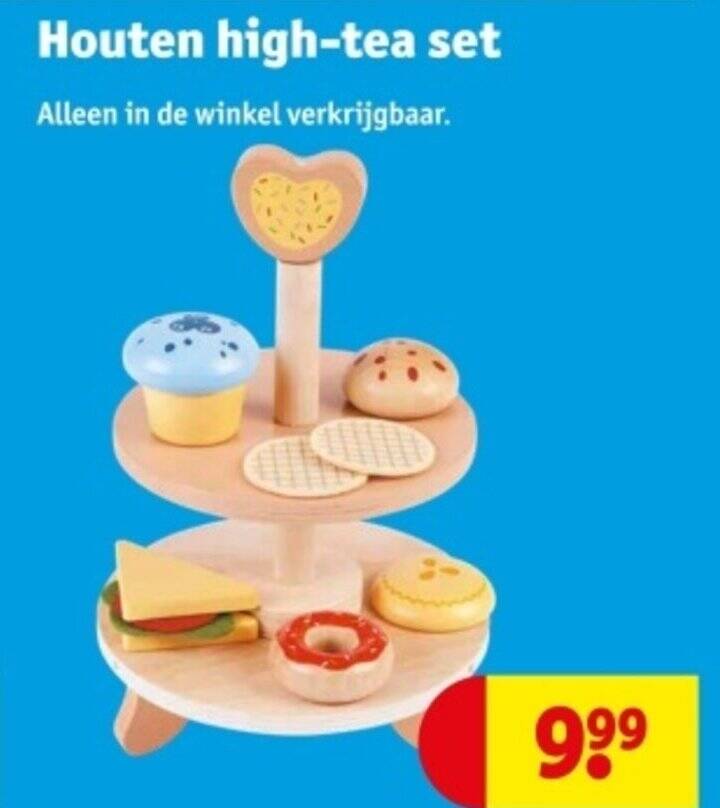 Houten high-tea set aanbieding bij Kruidvat