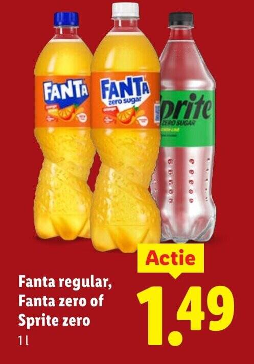 Fanta regular, Fanta zero of Sprite zero 1 L aanbieding bij Lidl