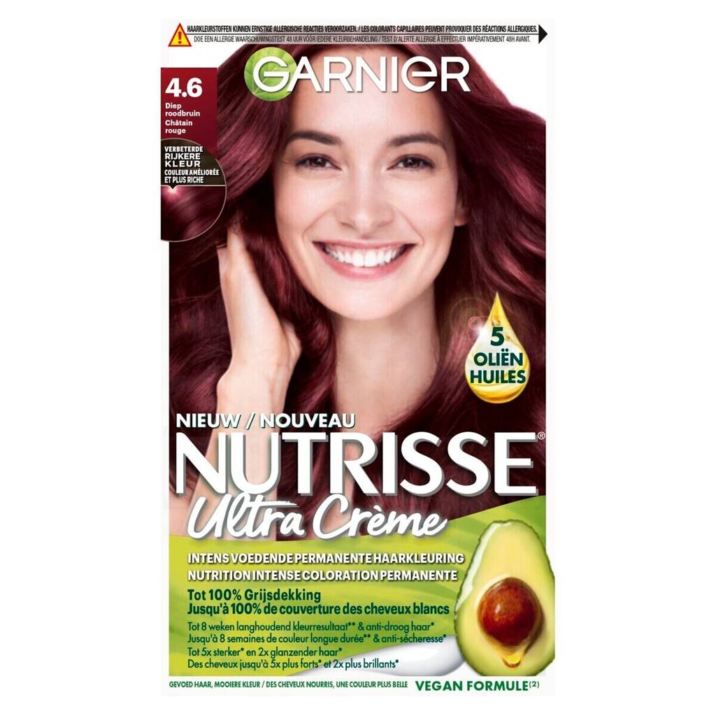 Garnier Nutrisse Ultra Crème 4.6 Diep Rood Middenbruin Permanente ...