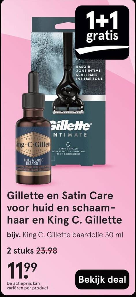 Gillette en Satin Care voor huid en schaam haar en King C. Gillette 60 ...