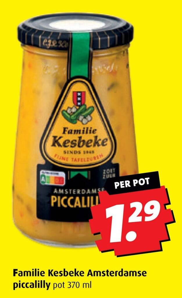 Familie Kesbeke Amsterdamse piccalilly 370 ml aanbieding bij Boni