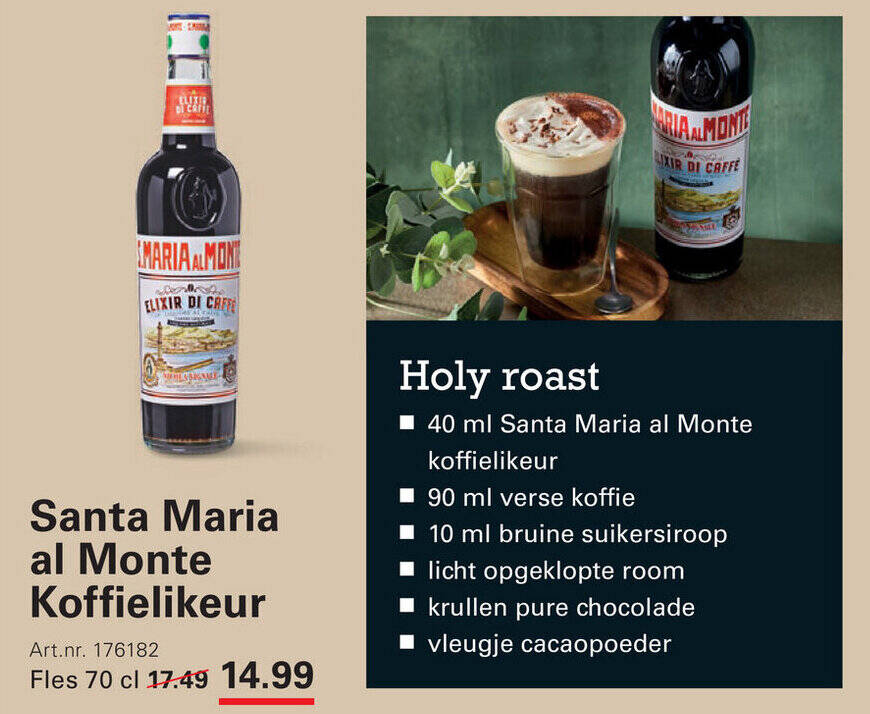 Santa Maria al Monte Koffielikeur 70 cl aanbieding bij Sligro