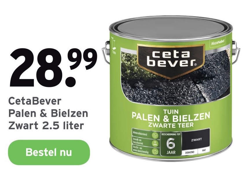 CetaBever Palen & Bielzen Zwart 2.5 liter aanbieding bij GAMMA