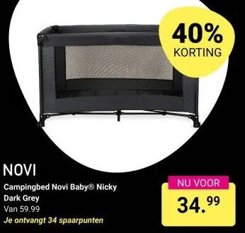 Campingbed Novi BabyⓇ Nicky Dark Grey aanbieding bij Van Asten ...