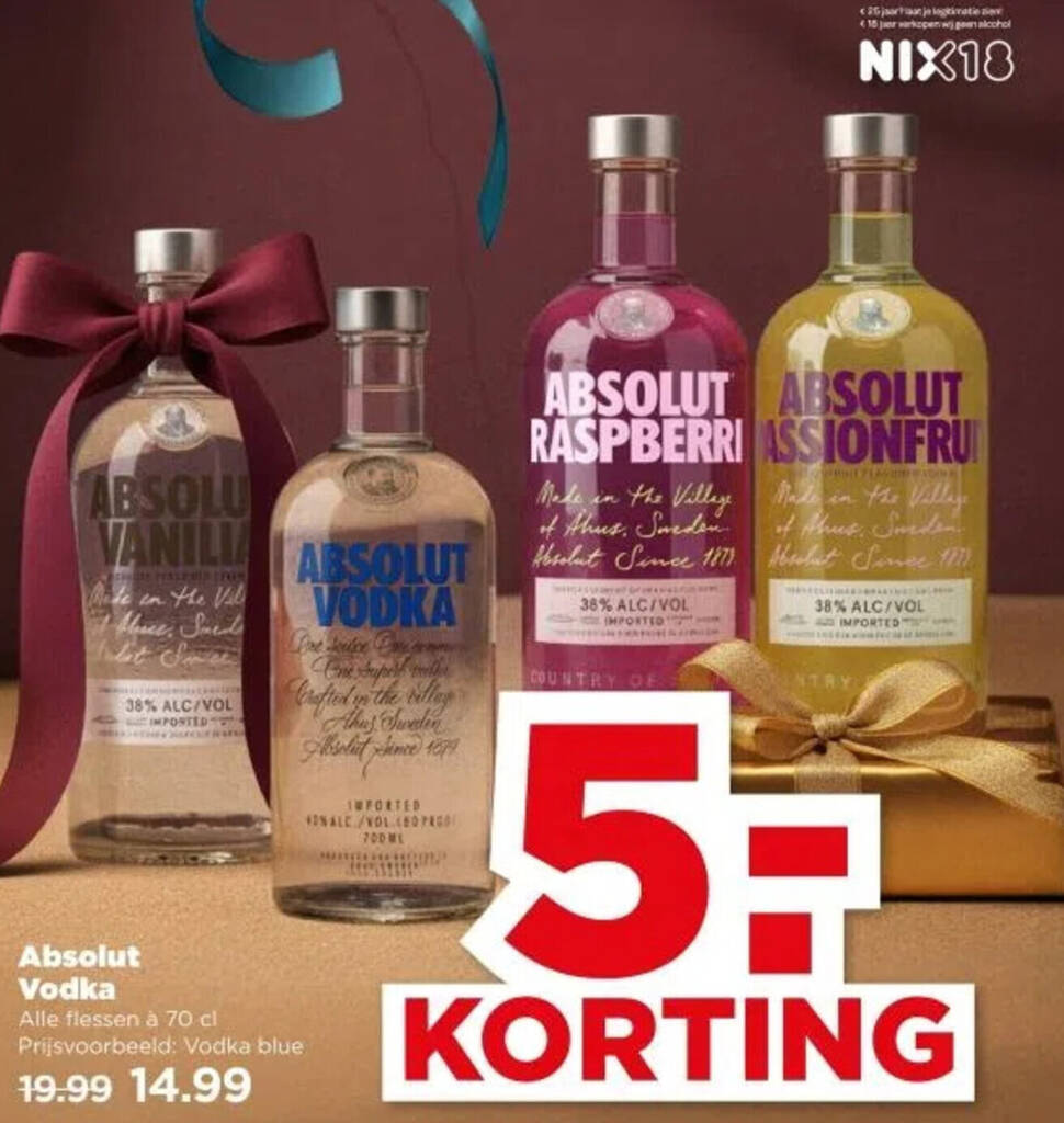 Absolut Vodka 70 cl aanbieding bij PLUS