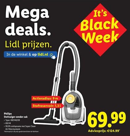 Philips Stofzuiger zonder zak aanbieding bij Lidl