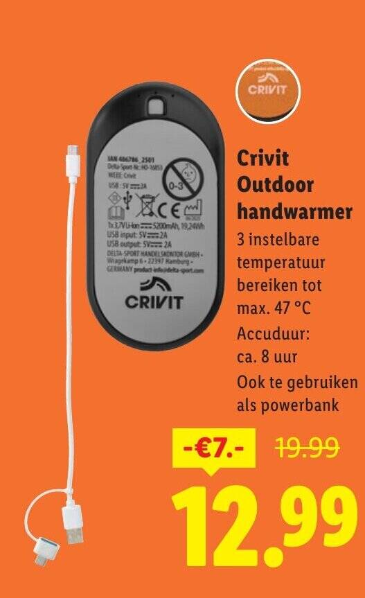 Crivit Outdoor handwarmer aanbieding bij Lidl