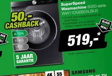 Samsung WW11DG6B25LBU3 6000 Serie SuperSpeed Wasmachine aanbieding bij EP