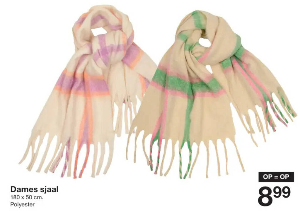 Dames sjaal 180 x 50 cm aanbieding bij Zeeman