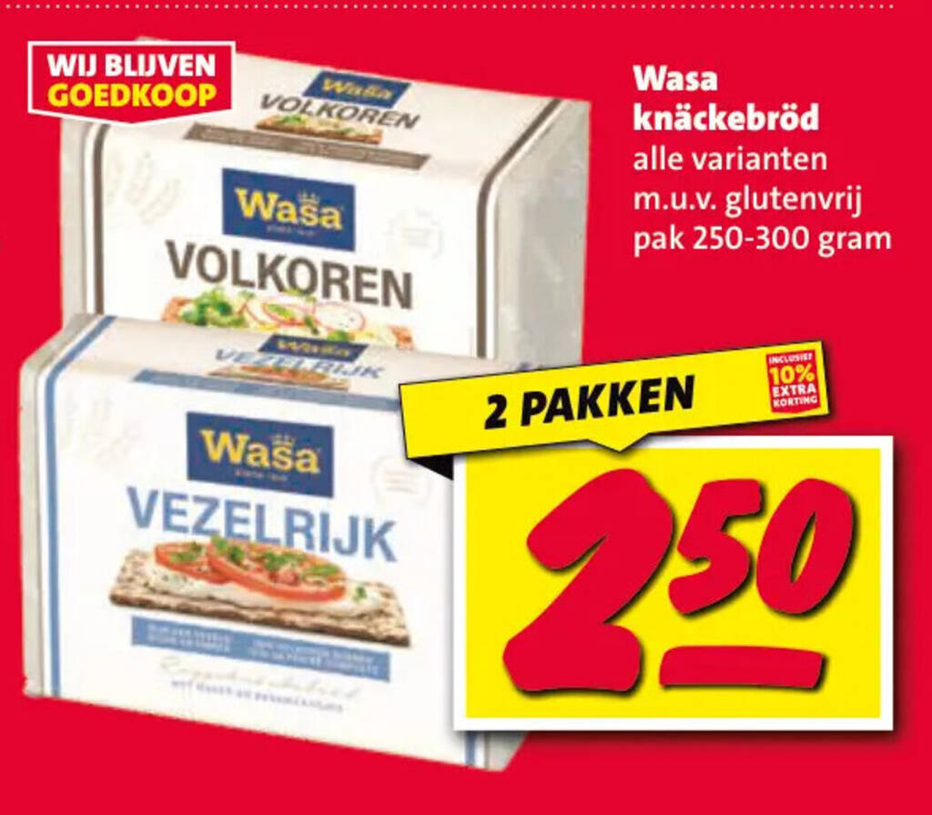 Wasa knäckebröd 250 - 300 g aanbieding bij Nettorama