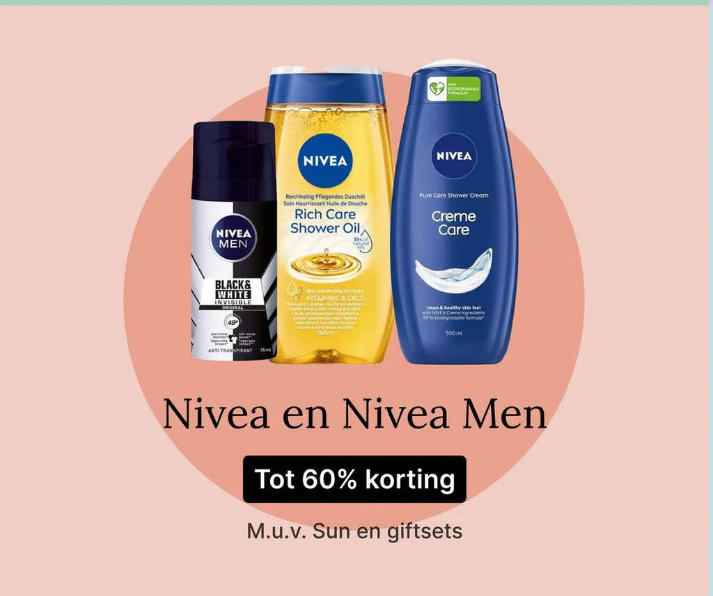 Nivea en Nivea Men aanbieding bij De Online Drogist