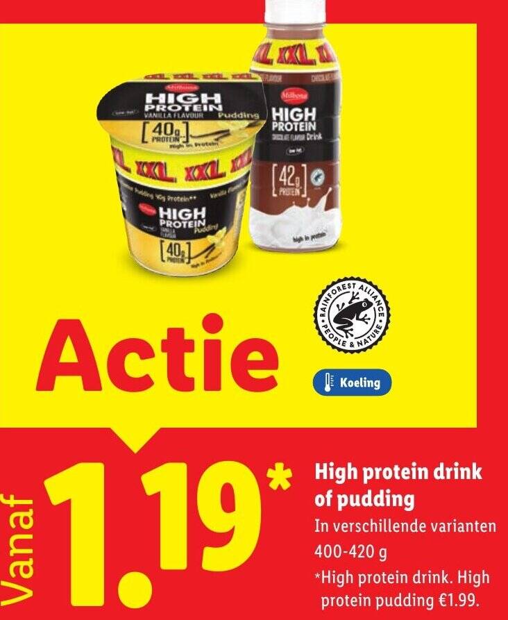 High protein drink of pudding 400-420 g aanbieding bij Lidl
