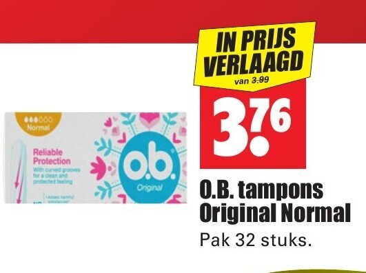 O.B. tampons Original Normal aanbieding bij Dirk