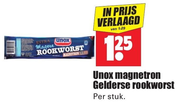 Unox magnetron Gelderse rookworst aanbieding bij Dirk