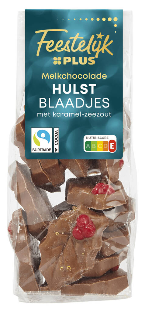 Feestelijk PLUS Hulstblaadjes Melk Karamel zz Per 150 g aanbieding bij PLUS