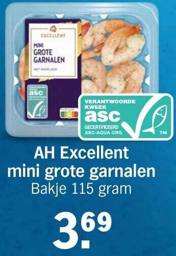 AH Excellent mini grote garnalen 115 gram aanbieding bij Albert Heijn