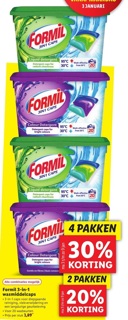 Formil 3-in-1 wasmiddelcaps aanbieding bij Lidl