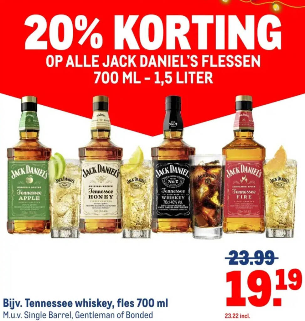 Op alle jack daniel's 700 ml aanbieding bij Makro