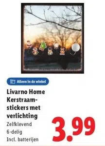 Livarno Home Kerstraam- stickers met verlichting aanbieding bij Lidl