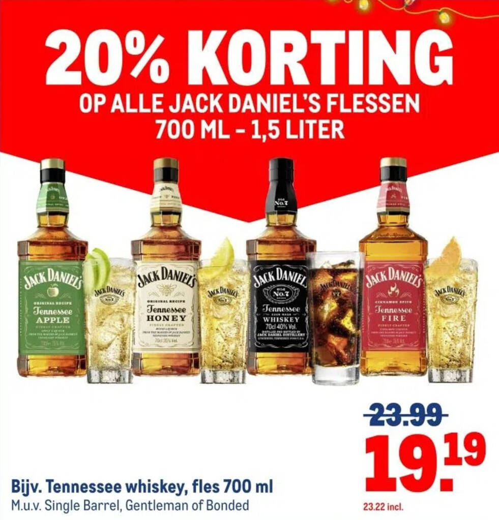 Op alle jack daniel's flessen 700 ml - 1.5 l aanbieding bij Makro
