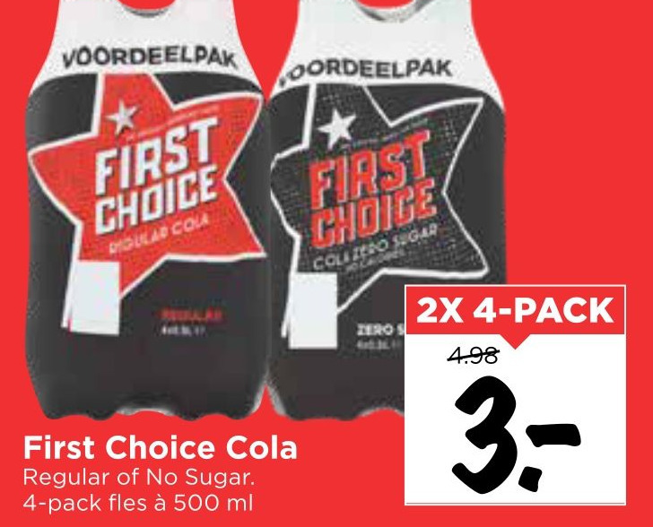 First choice cola 500ml aanbieding bij Vomar Voordeelmarkt