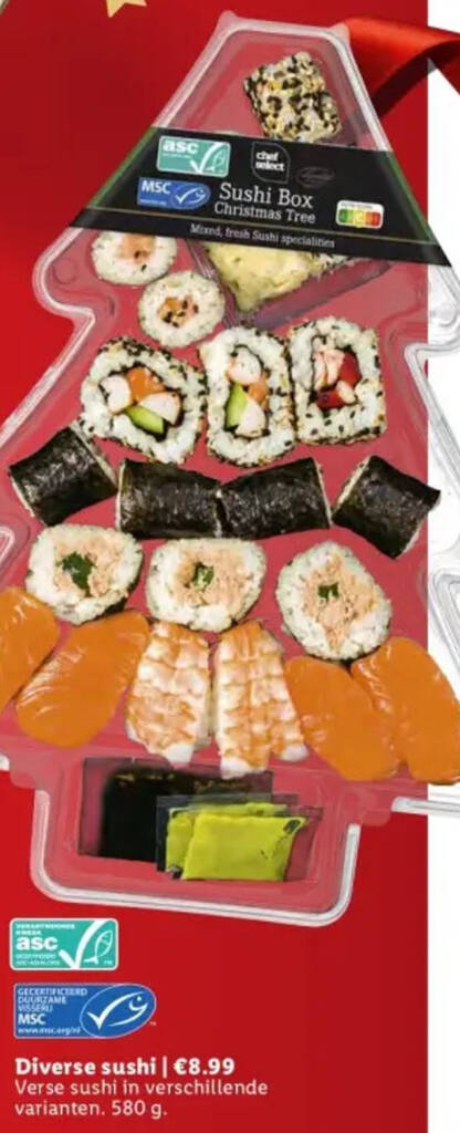 Diverse sushi 580 g aanbieding bij Lidl