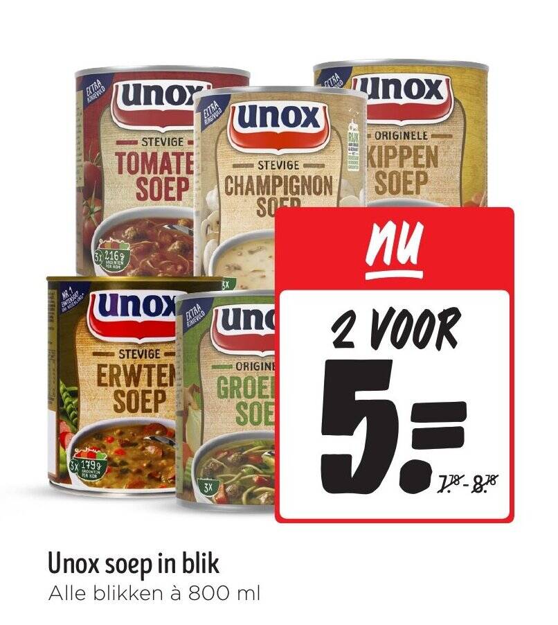 Unox soep in blik 800 ml aanbieding bij Jumbo