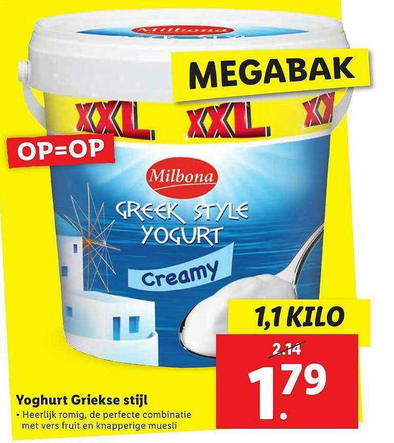 Milbona Yoghurt Griekse Stijl aanbieding bij Lidl