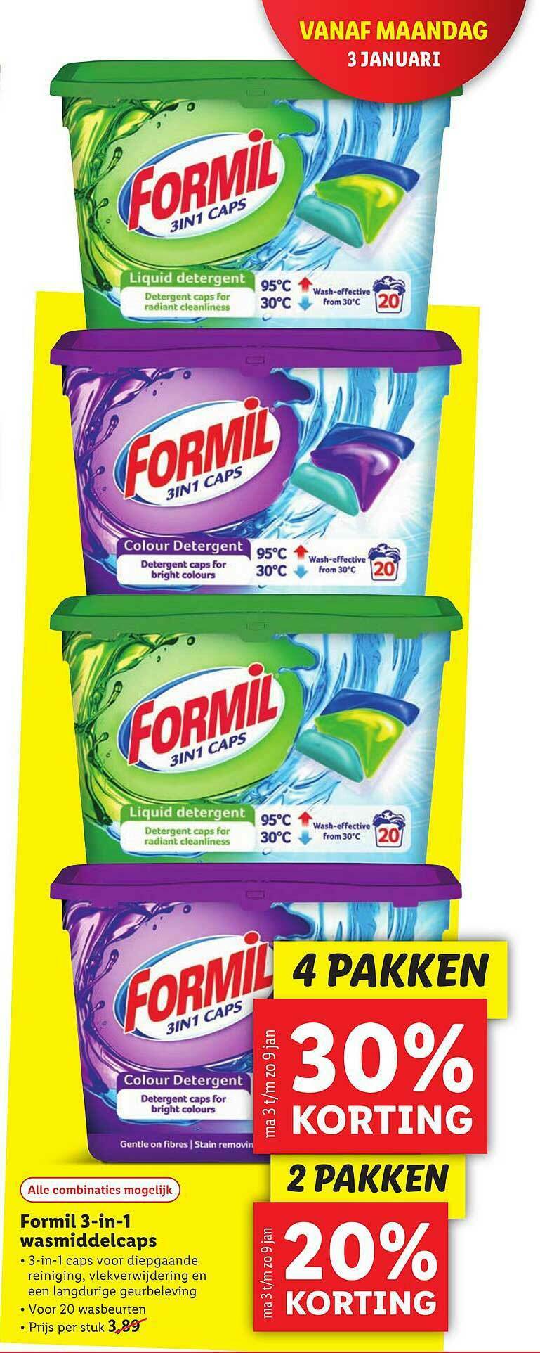 Formil 3-In-1 Wasmiddelcaps 20% - 30% Korting aanbieding bij Lidl