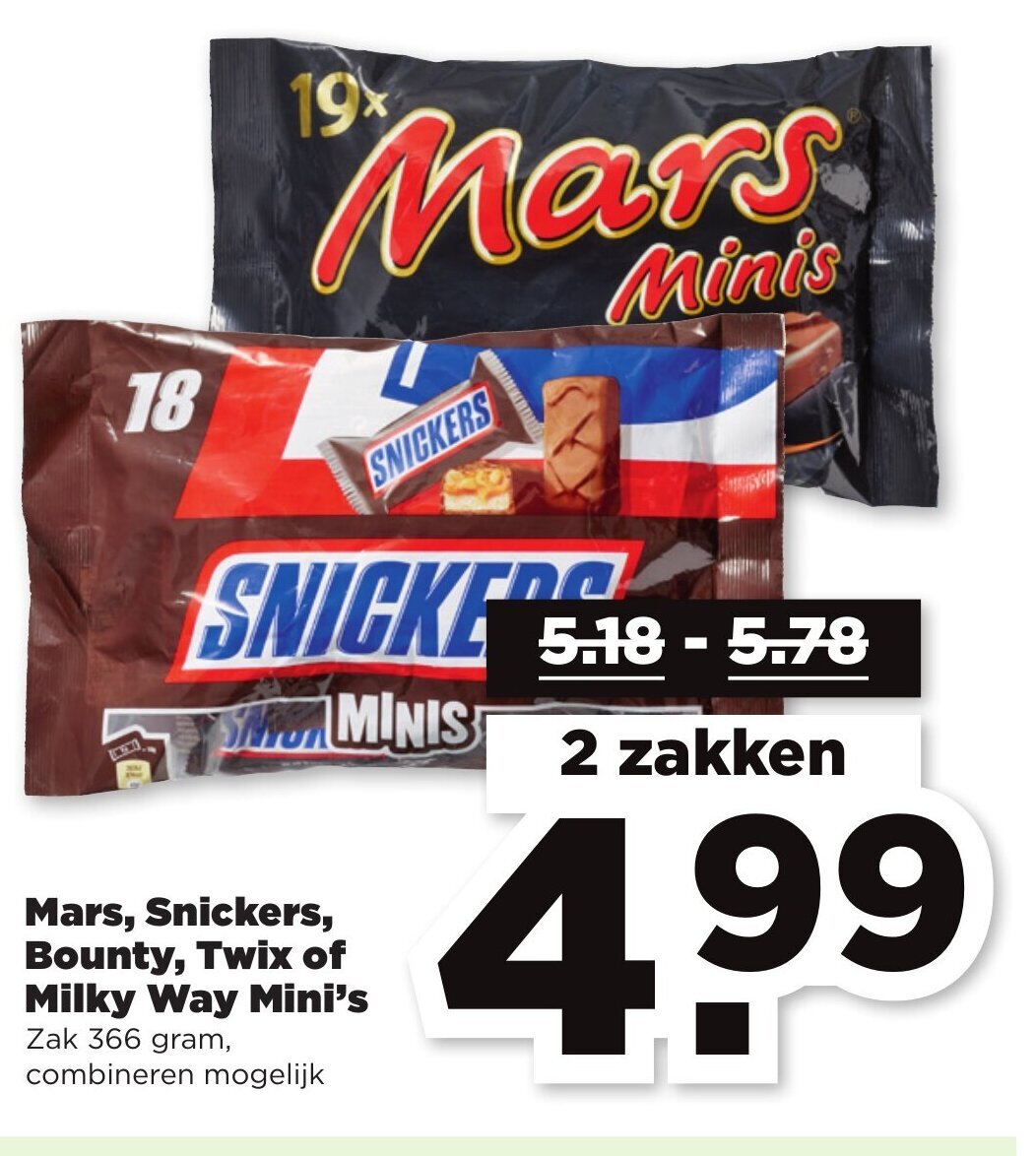 Mars, Snickers, Twix Milky WayMini's alle varianten zak 366 gram ...