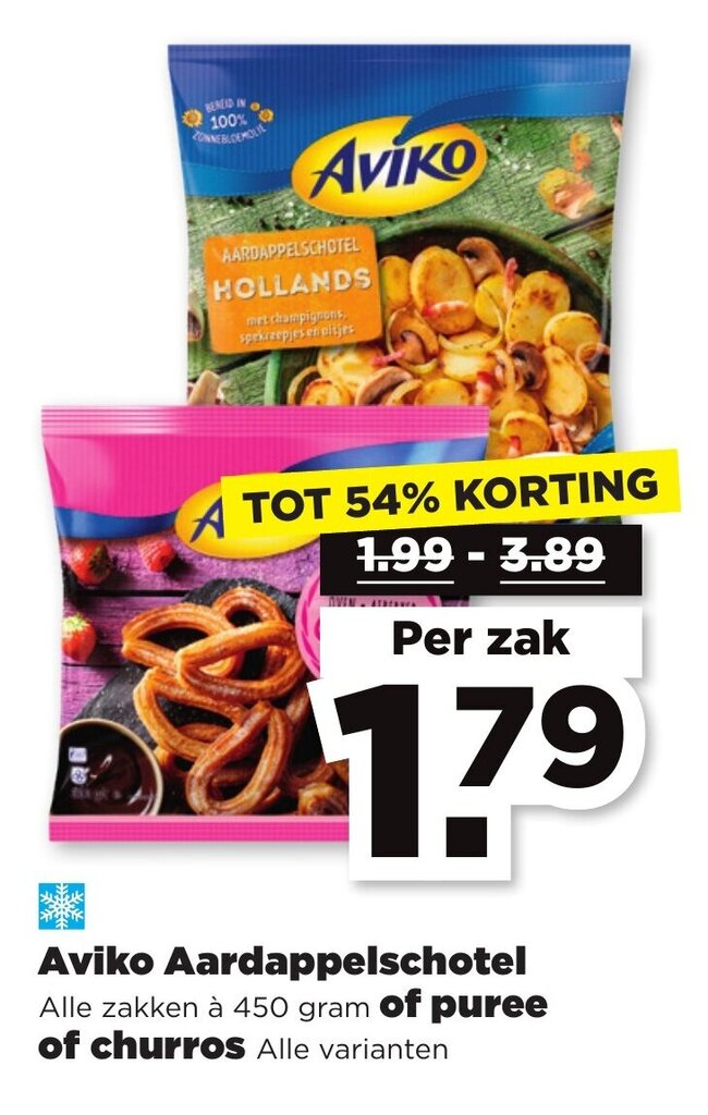 Aviko Aardappelschotel of puree Alle zakken a 450 gram aanbieding bij PLUS