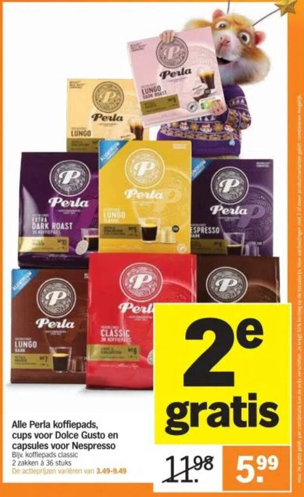 Alle Perla koffiepads, cups voor Dolce Gusto en capsules voor Nespresso 2e gratis aanbieding bij ...