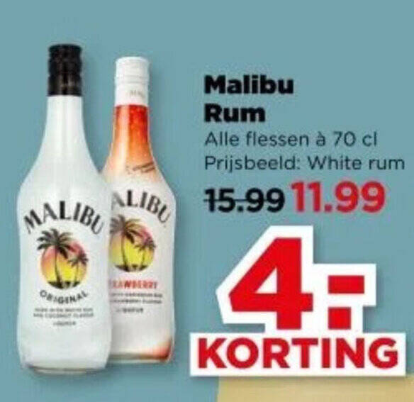 Malibu Rum 70 cl aanbieding bij PLUS