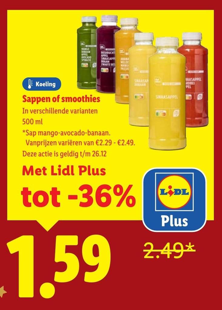 Sappen of smoothies 500 ml aanbieding bij Lidl
