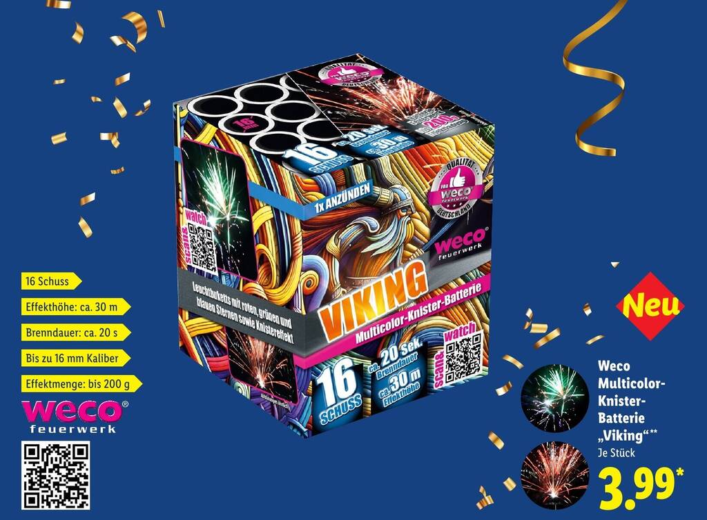 Weco Multicolor Knister Batterie Viking aanbieding bij Lidl