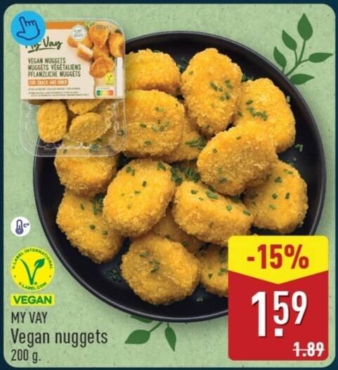 Mỹ vay Vegan nuggets 200 g aanbieding bij ALDI