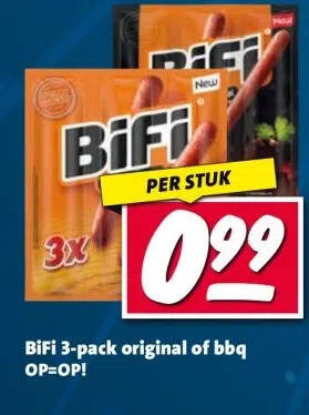 BiFi 3-pack original of bbq aanbieding bij Nettorama