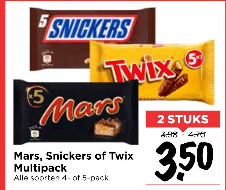 Mars, Snickers of twix multipack aanbieding bij Vomar