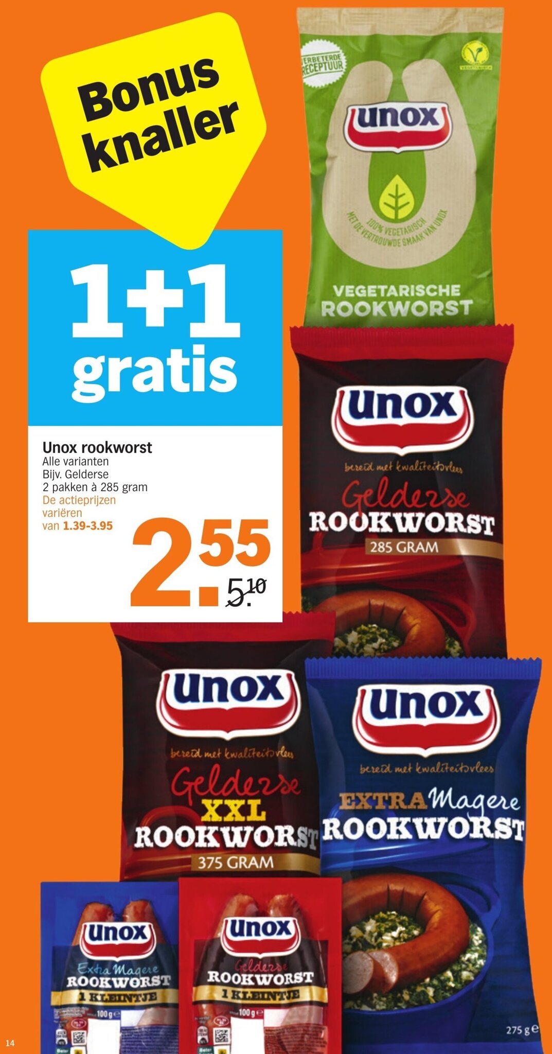 Unox rookworst 285g aanbieding bij Albert Heijn