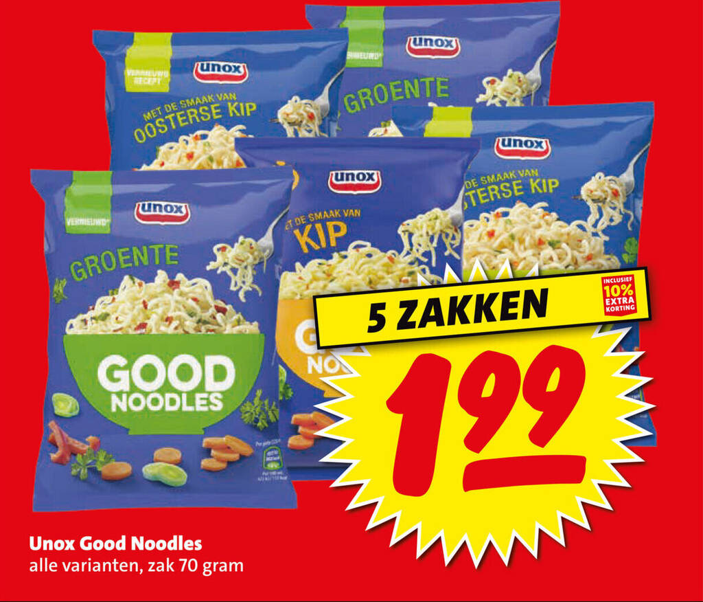 Unox Good Noodles 70 g aanbieding bij Boni