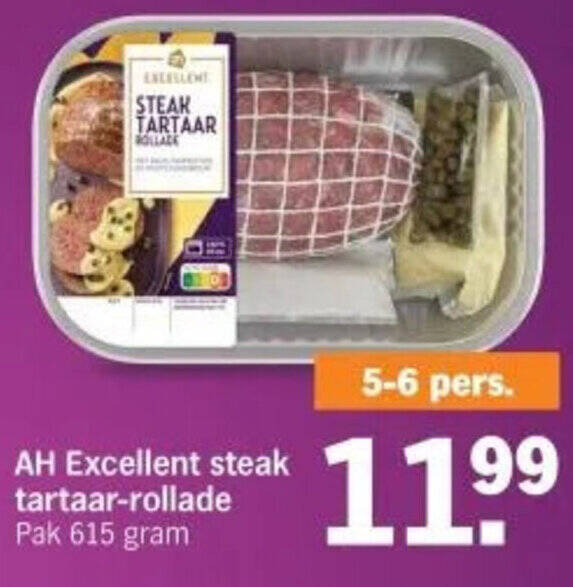 AH Excellent steak tartaar-rollade 615 g aanbieding bij Albert Heijn