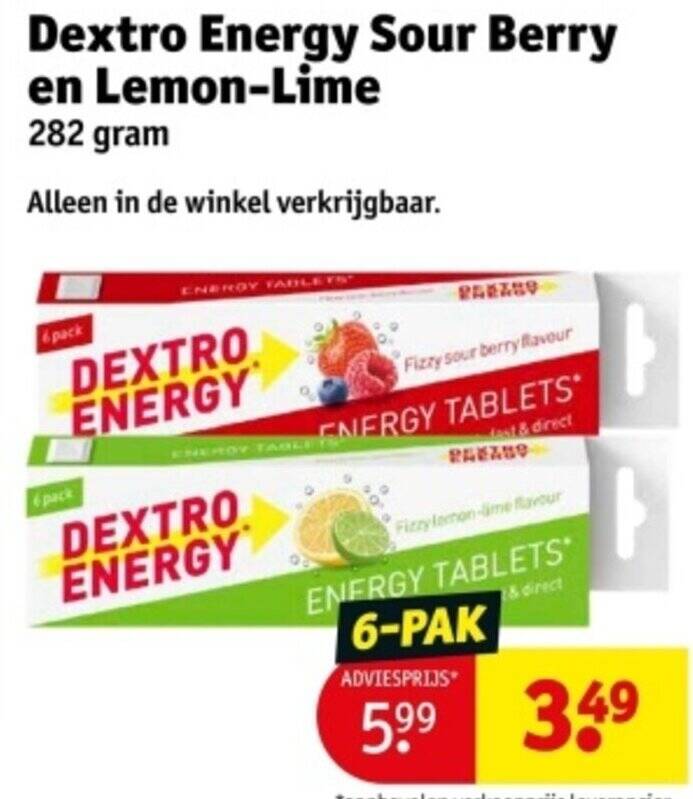 Dextro Energy Sour Berry en Lemon Lime 282 G aanbieding bij Kruidvat