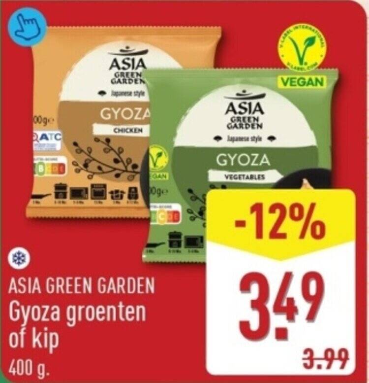 Asia green garden Gyoza groenten of kip 400 g aanbieding bij ALDI