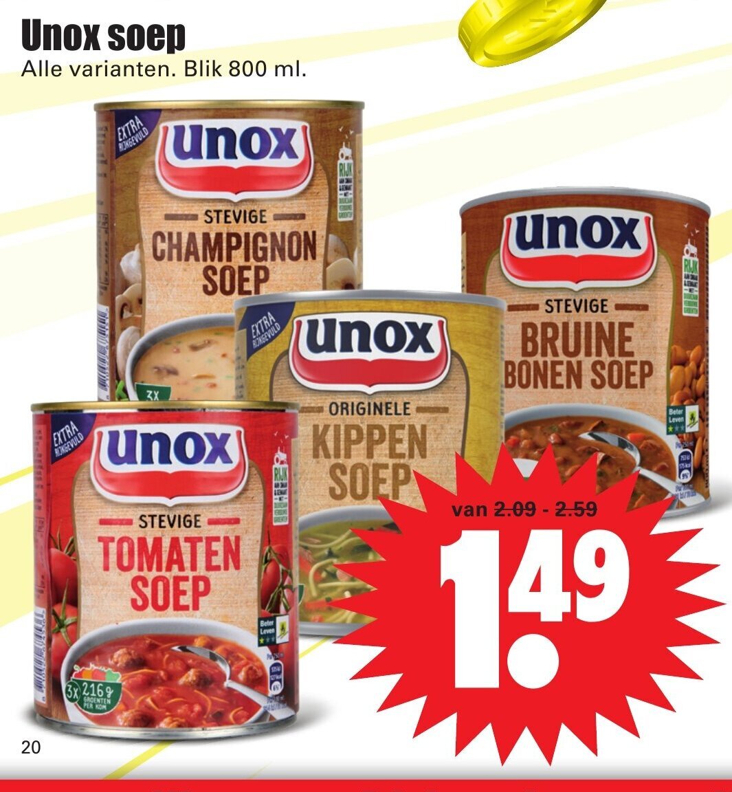 Unox soep 800ml aanbieding bij Dirk